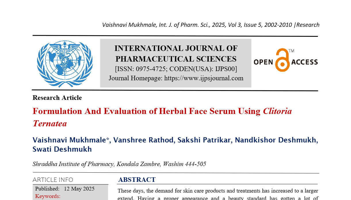 Formulation And Evaluation of Herbal Face Serum Using Clitoria Ternatea
